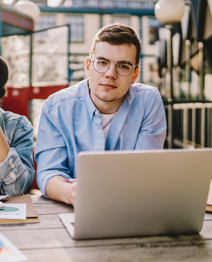 Handsome Caucasian Hipster Guy Look at Camera Stock Image - Image of ...