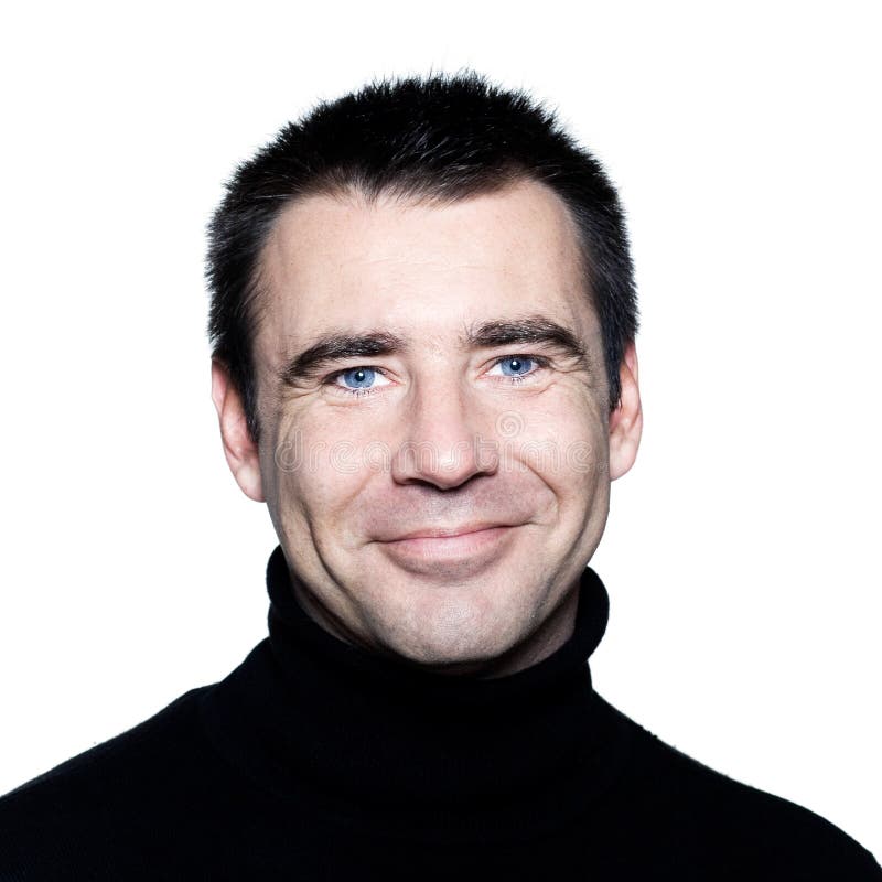 Handsome Caucasian Man Blue Eyes Smiling Portrait Stock Photo - Image ...