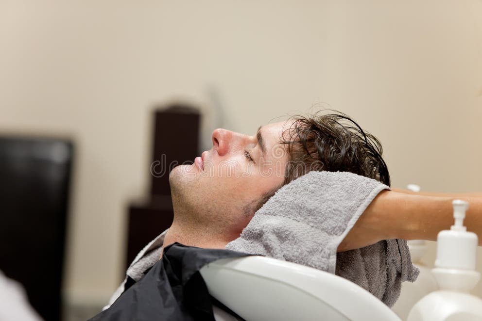 Handsome Caucasian Man Shampooed Stock Photo - Image of adult, hair ...