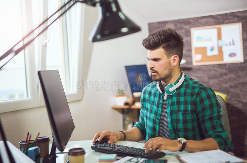 53,568 Desk Computer Work Handsome Man Stock Photos - Free & Royalty ...