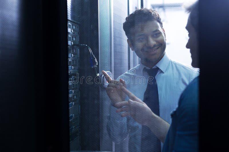 Handsome Cheerful Man Pointing at USB Cables Stock Image - Image of ...