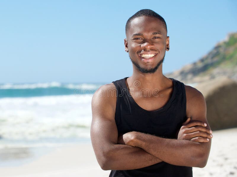 Handsome Cheerful Man Smiling at the Beach Stock Photo - Image of adult ...