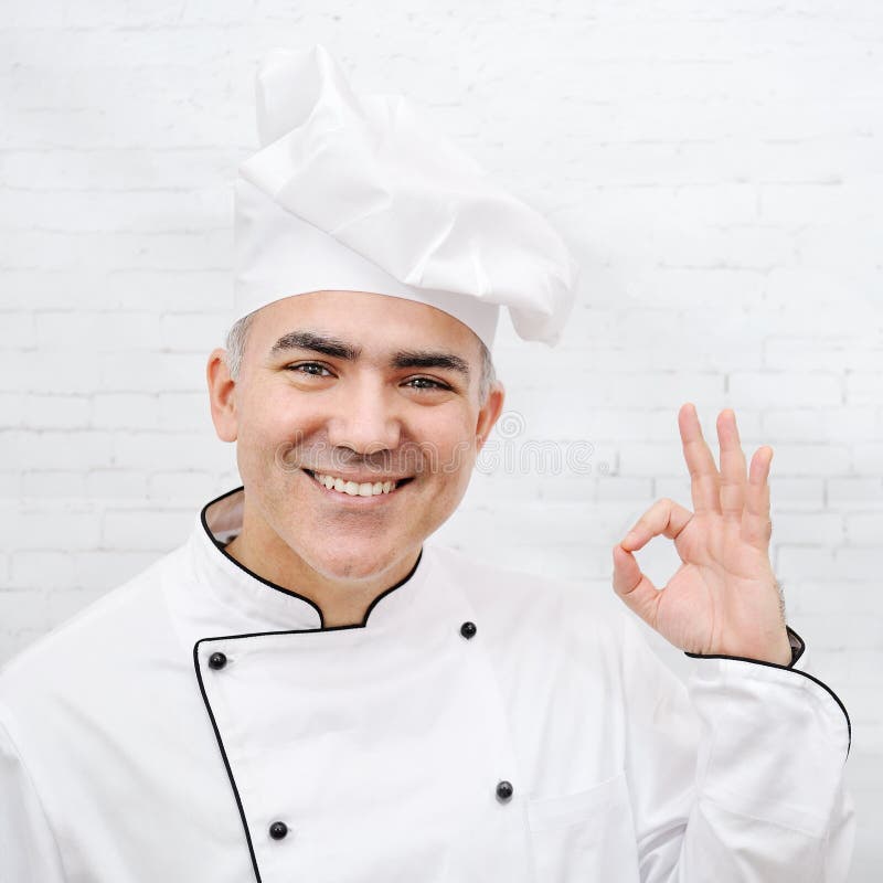 Handsome Chef Dressed in White Uniform Stock Photo - Image of smiling ...