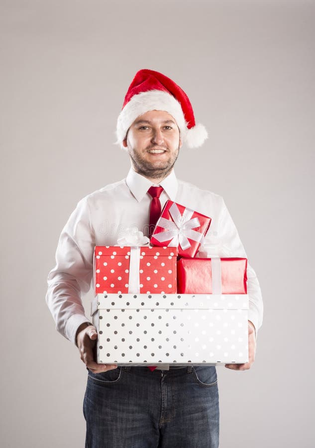 Handsome christmas man stock image. Image of holiday - 34135809