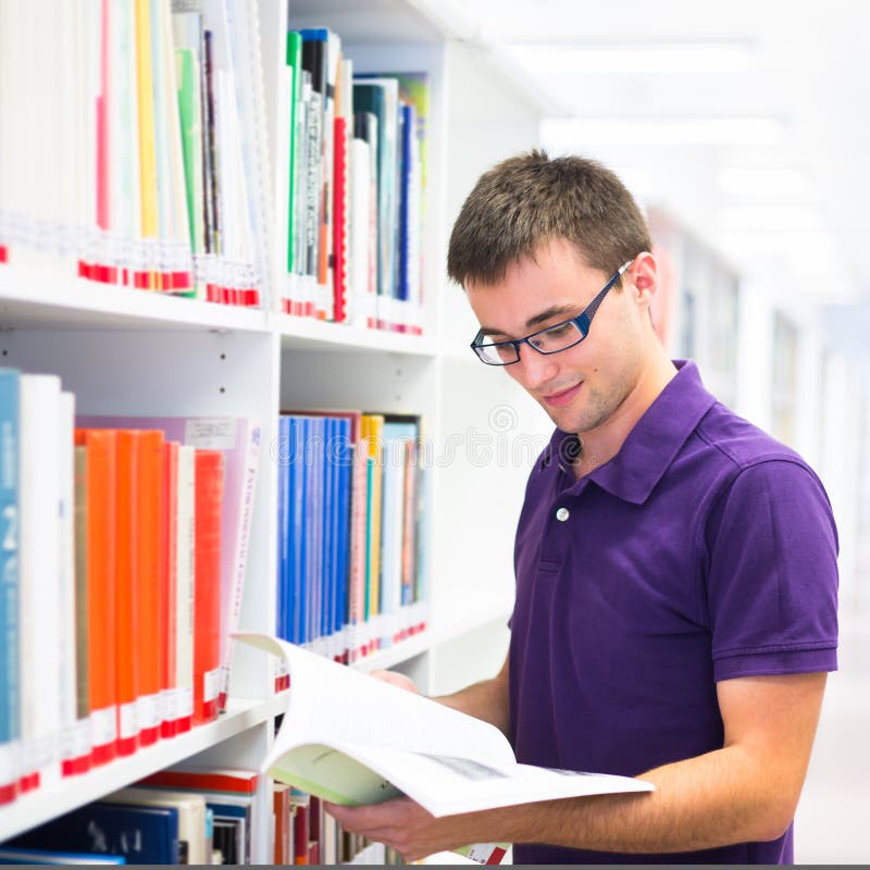 Handsome Guy College Student Studying at Home, Writing in Notebook ...