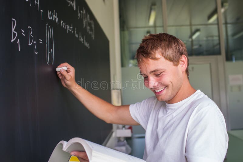 Handsome College Student Solving a Math Problem Stock Photo - Image of ...