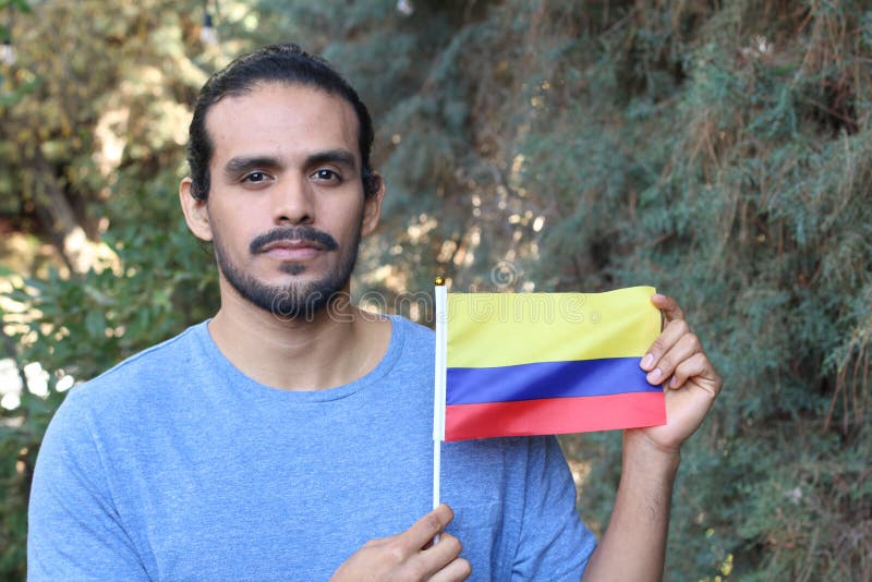 Handsome Colombian Man with His Flag Stock Image - Image of male ...