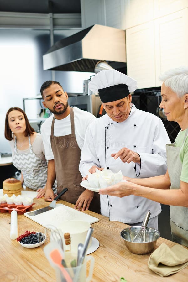 Handsome Concentrated Chef in White Hat Stock Image - Image of menu ...