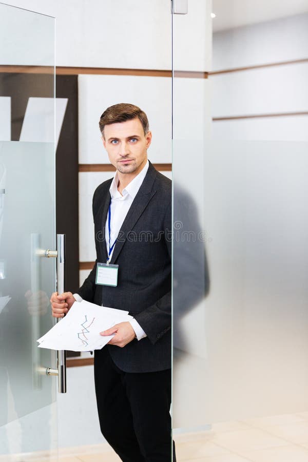Handsome Confident Businessman Entering the Office Stock Photo - Image ...