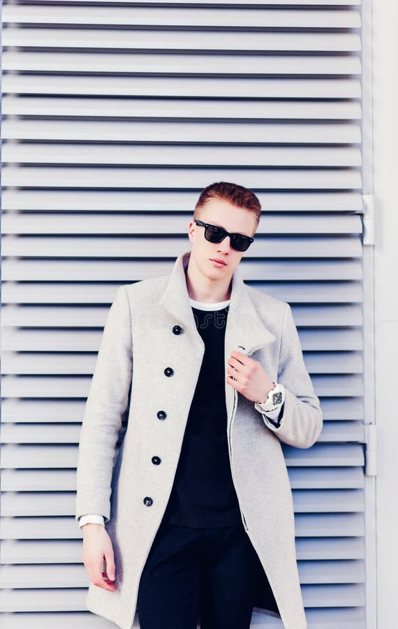 Handsome Confident Male Model in Elegant Coat Stock Photo - Image of ...