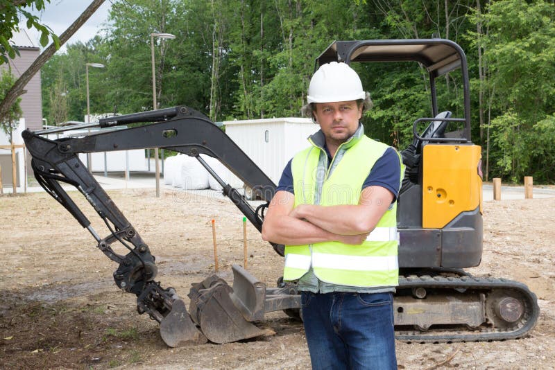 Construction Worker with Forklift Truck Stock Image - Image of person ...