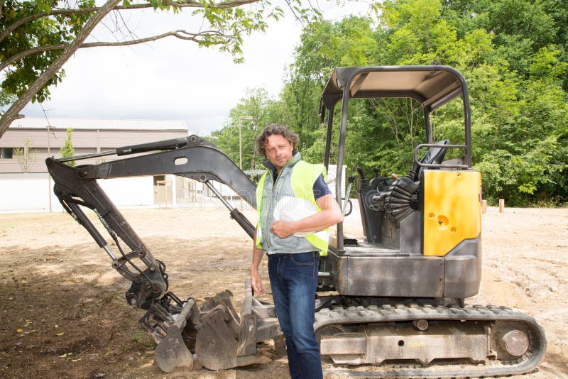 Construction Worker with Forklift Truck Stock Photo - Image of loader ...