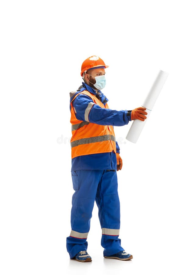 Handsome Contractor, Builder Isolated Over White Studio Background ...