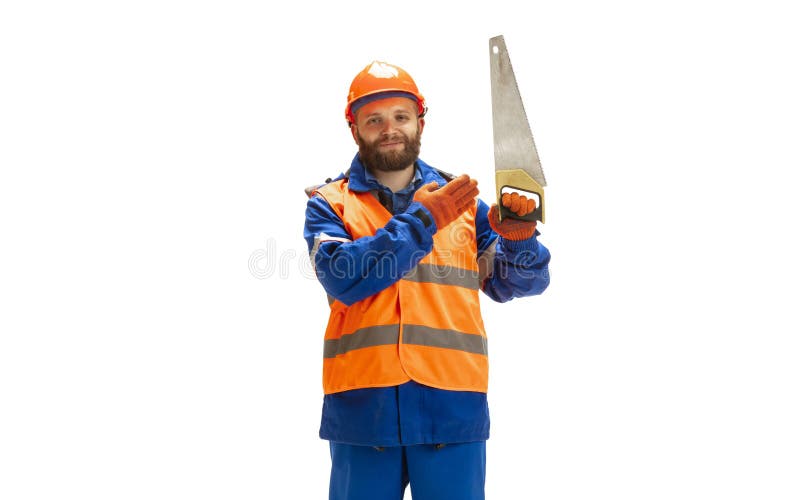 Handsome Contractor, Builder Isolated Over White Studio Background ...