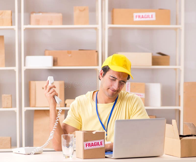 Handsome Contractor Working in Box Delivery Relocation Service Stock ...