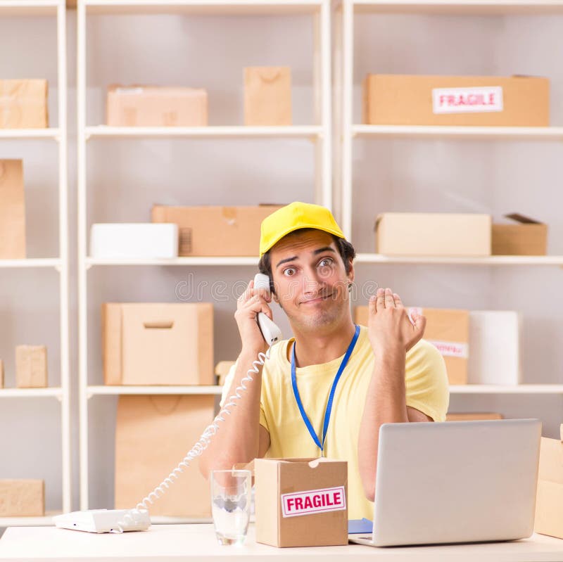 Handsome Contractor Working in Box Delivery Relocation Service Stock ...