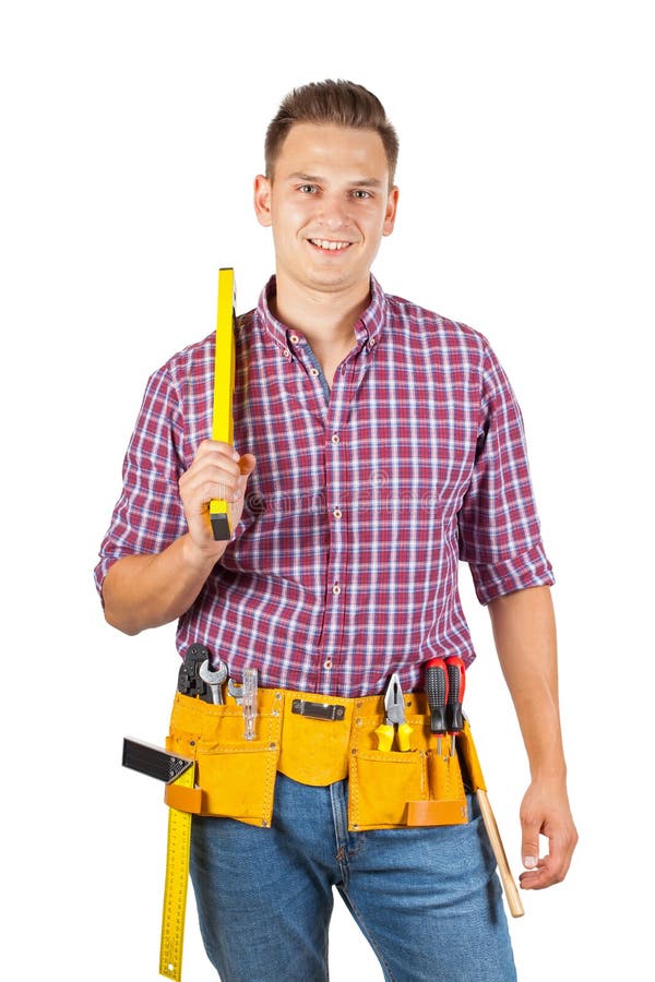 Handsome Construction Worker Stock Image - Image of hardhat, building ...