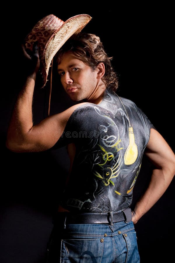 Cowboy back with saddle stock photo. Image of male, facial - 19168314