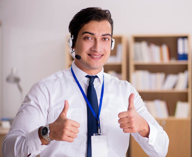 The Handsome Customer Service Clerk with Headset Stock Photo - Image of ...