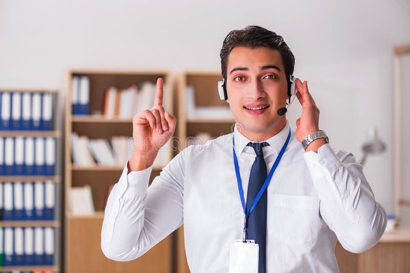 The Handsome Customer Service Clerk with Headset Stock Photo - Image of ...