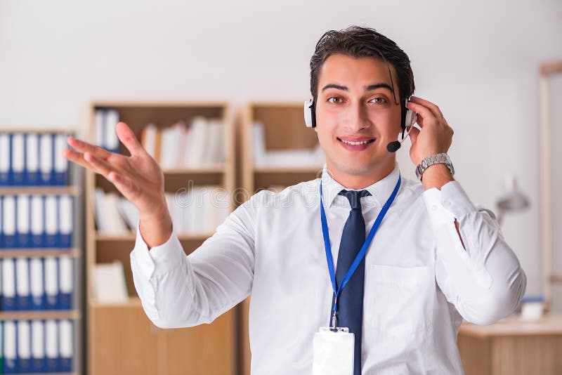 The Handsome Customer Service Clerk with Headset Stock Photo - Image of ...