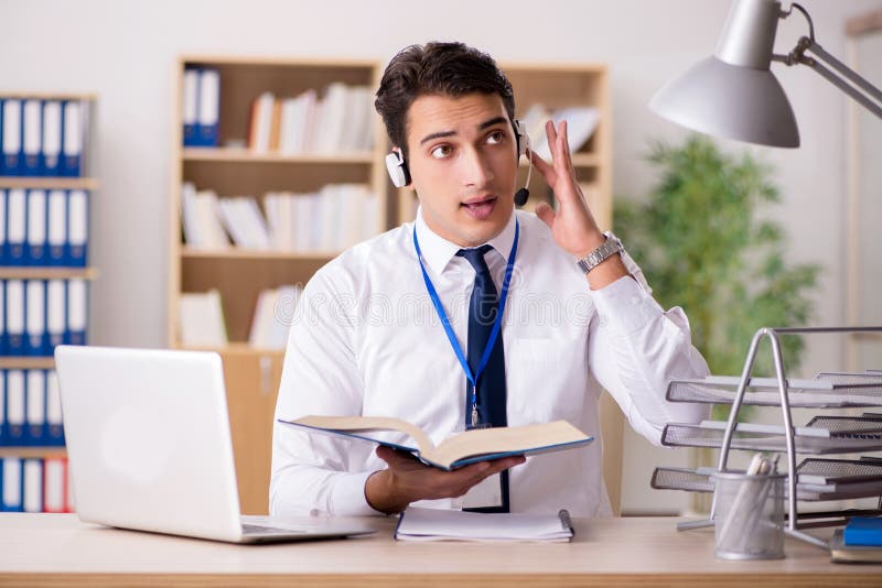 The Handsome Customer Service Clerk with Headset Stock Image - Image of ...