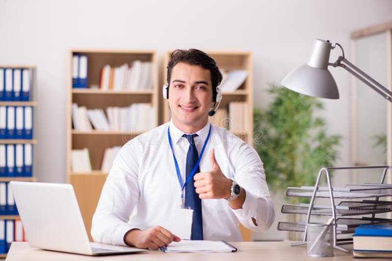 The Handsome Customer Service Clerk with Headset Stock Photo - Image of ...