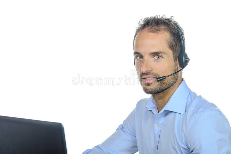 Handsome Customer Service Operator Wearing a Headset Stock Photo ...