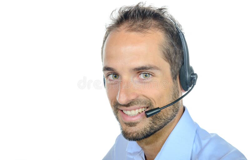 Handsome Customer Service Operator Wearing a Headset Stock Photo ...