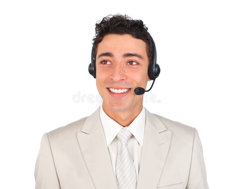 Attractive Customer Service Man Stock Image - Image of headphone ...