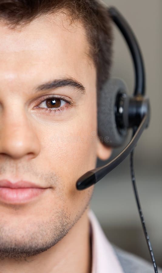 Handsome Customer Service Representative Wearing Stock Image - Image of ...