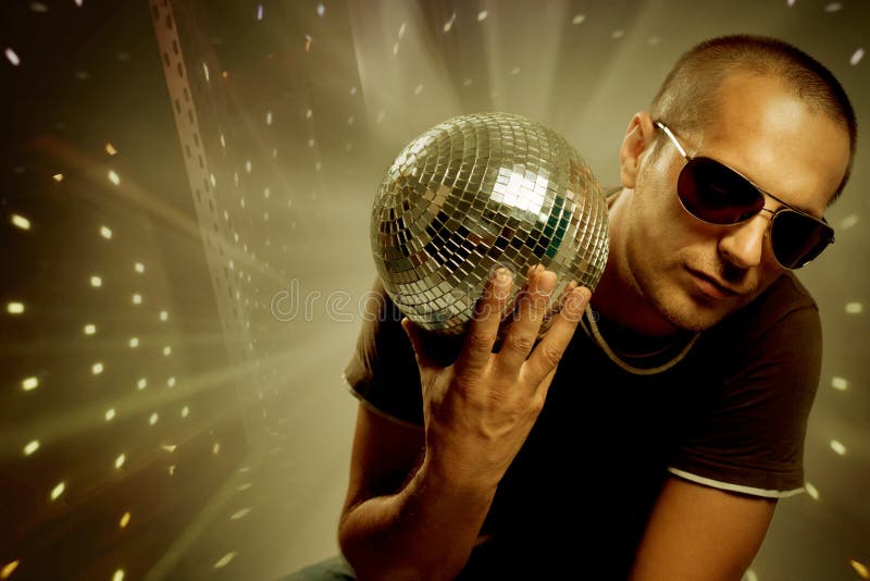 Handsome disco man stock image. Image of hand, reflection - 21968449