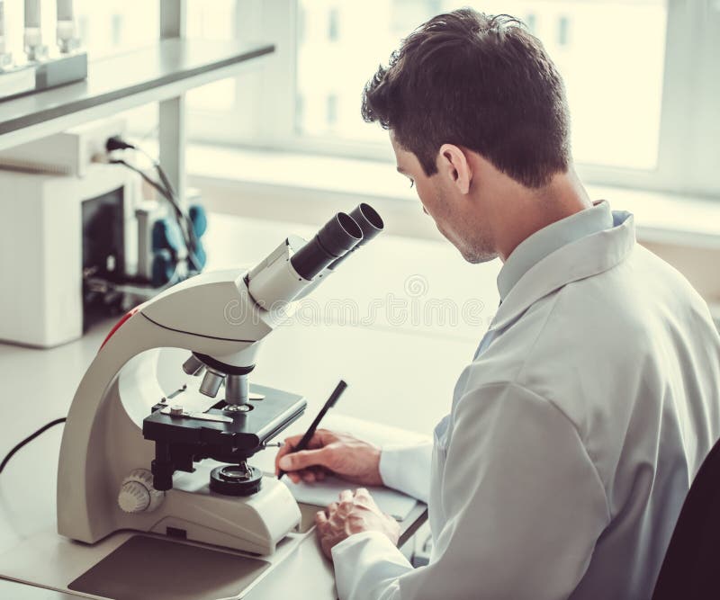 Handsome Doctor in Laboratory Stock Photo - Image of hospital ...
