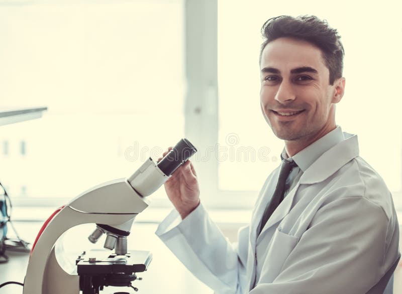 Handsome Doctor in Laboratory Stock Image - Image of biology, education ...