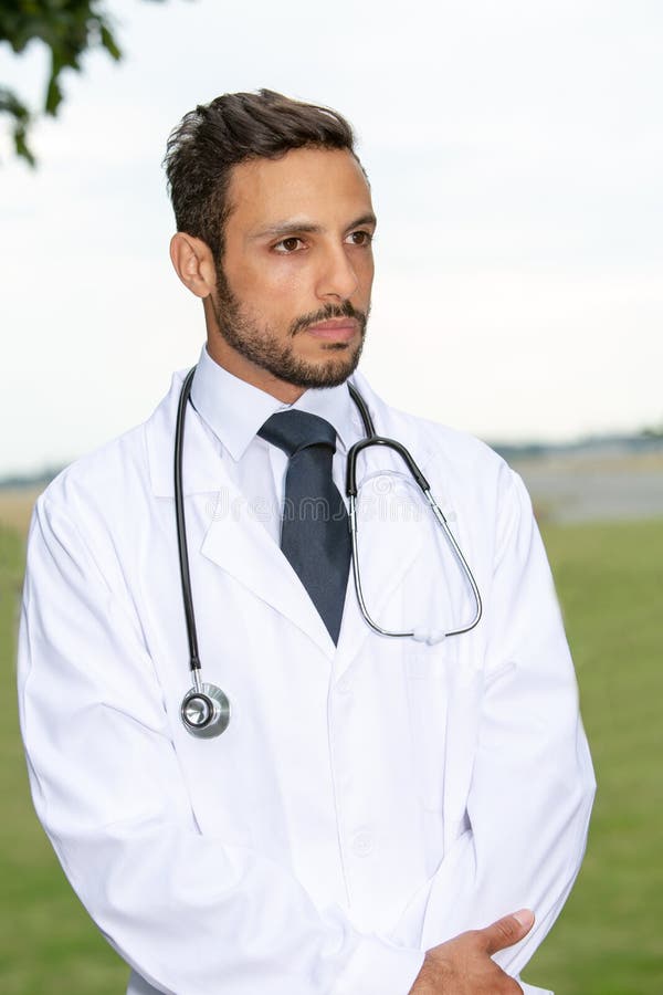 Handsome Doctor in White Coat with Stethoscope Stock Image - Image of ...