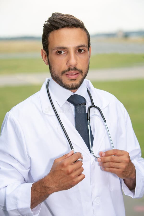 Handsome Doctor in White Coat with Stethoscope Stock Photo - Image of ...