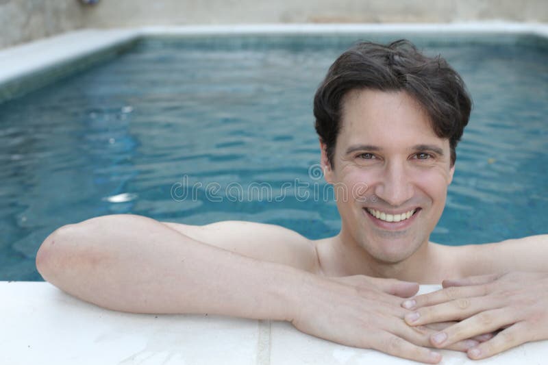 Handsome dude in the pool stock photo. Image of relaxation - 277039538