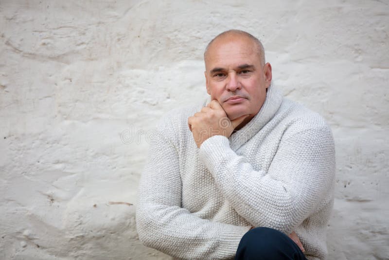 Handsome elderly man stock image. Image of worried, indoor - 197788597