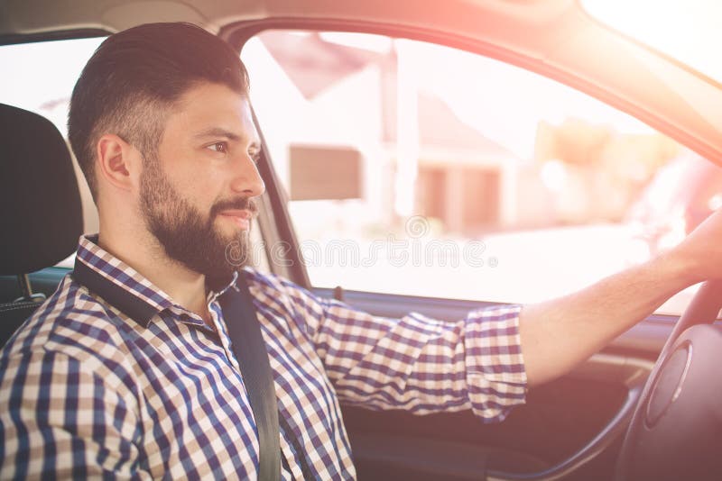 Handsome Elegant Serious Man Drives a Car Stock Photo - Image of model ...