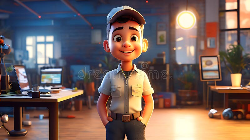 Cartoon engineer in a cap stock illustration. Illustration of handsome ...