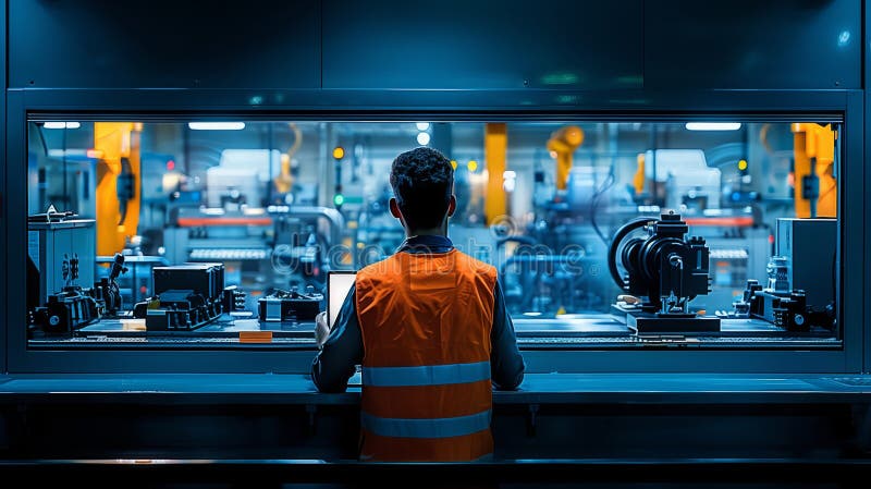 Handsome Engineer in Uniform and Hard Hat Using Tablet Computer at a ...