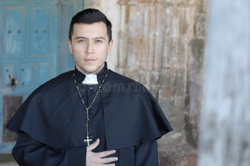 Handsome Catholic Priest Smiling in Church Stock Image - Image of ...