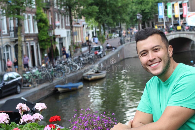 Handsome Dutch Man Smiling in Amsterdam Stock Image - Image of city ...