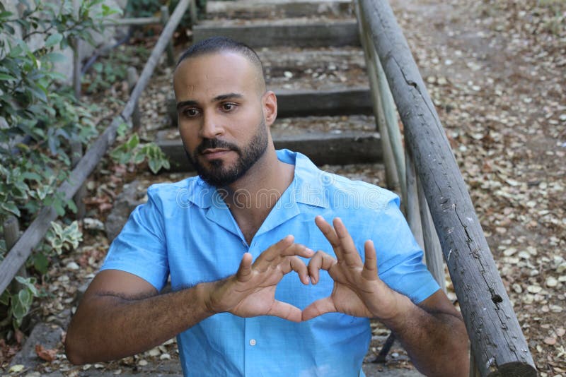 Handsome Ethnic Man Doing Heart Shape with Hands Stock Image - Image of ...