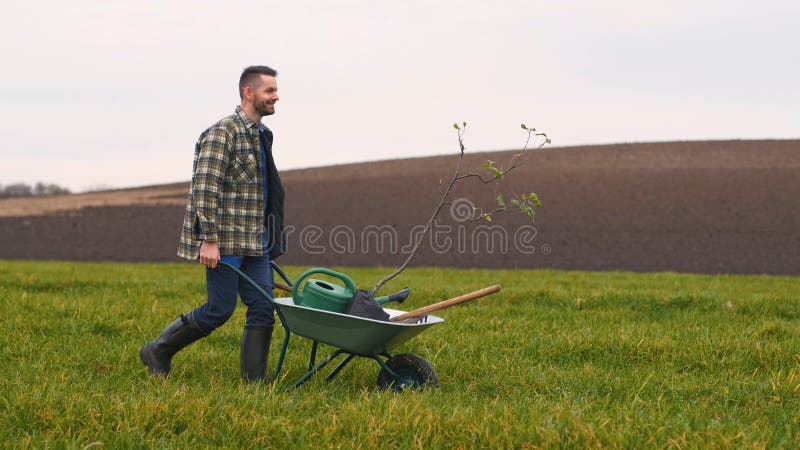 The Handsome Farmer Working at the Field. Stock Image - Image of tree ...