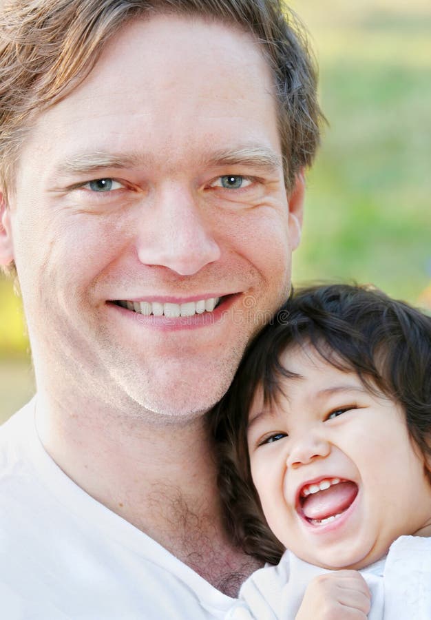 Handsome Father in Forties Holding Disabled Son in Arms Stock Photo ...