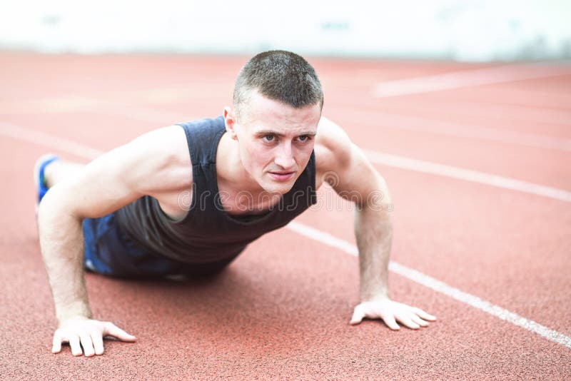 Handsome Fit Man Exercising Push Up Stock Image - Image of athletic ...