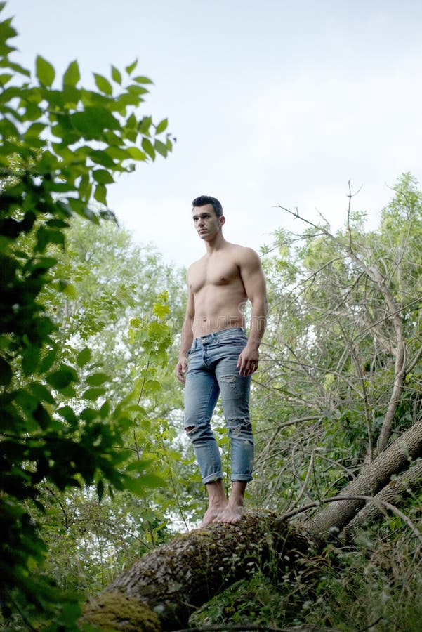 Handsome Fit Man Posing Outdoors Stock Photo - Image of body, chest ...