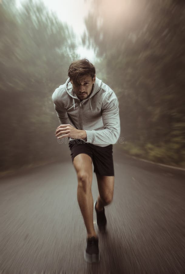 Handsome, Fit Man Running Fast Stock Image - Image of beauty, diet ...