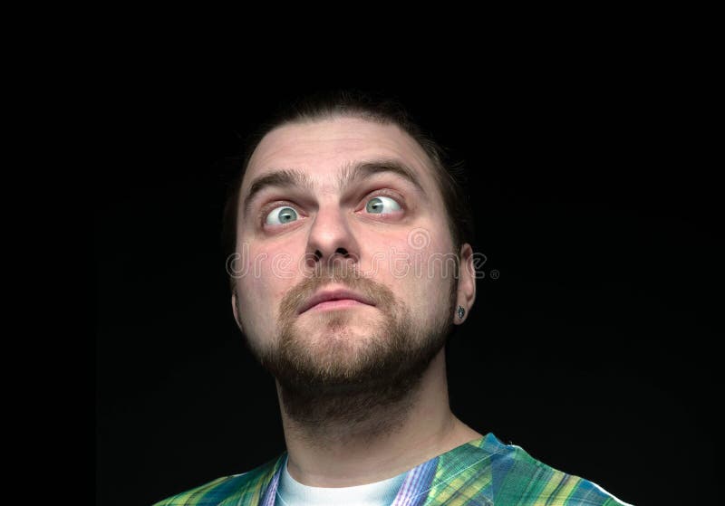 Fooling Around Crazy Funny Man with Beard Rolling Eyes Stock Photo ...